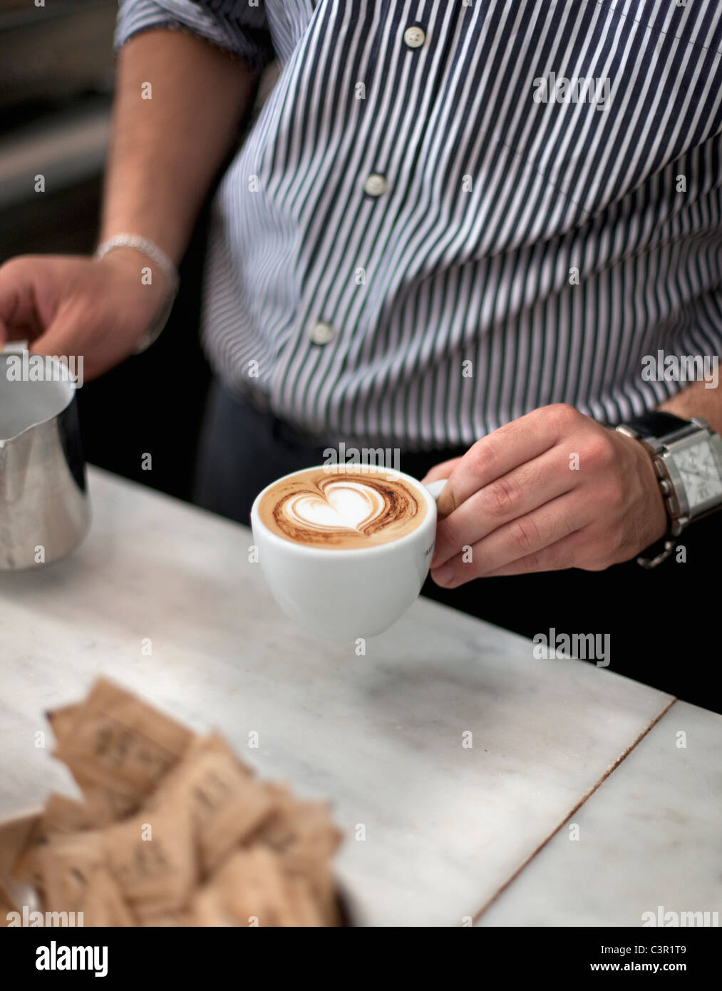 Croatia, Zagreb, Barkeeper making coffee in cafe Stock Photo - Alamy