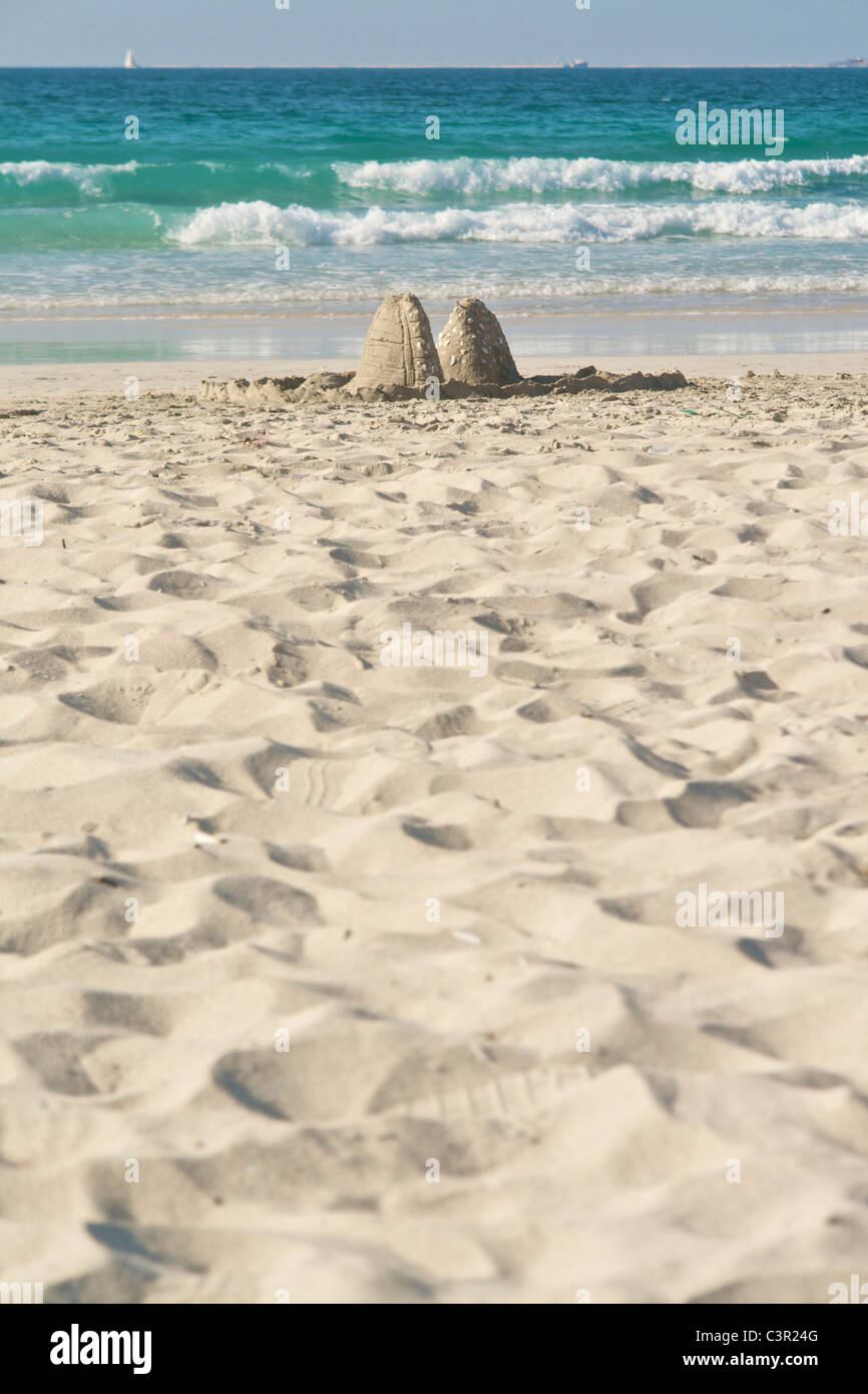 United Arab Emirates, Dubai, piles of sand on Jumeirah Beach Stock ...