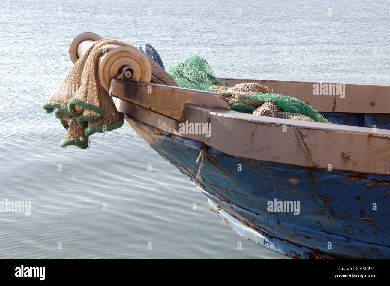 Italy, Sardinia, Cagliari, Fishing boat with net hoist Stock Photo - Alamy