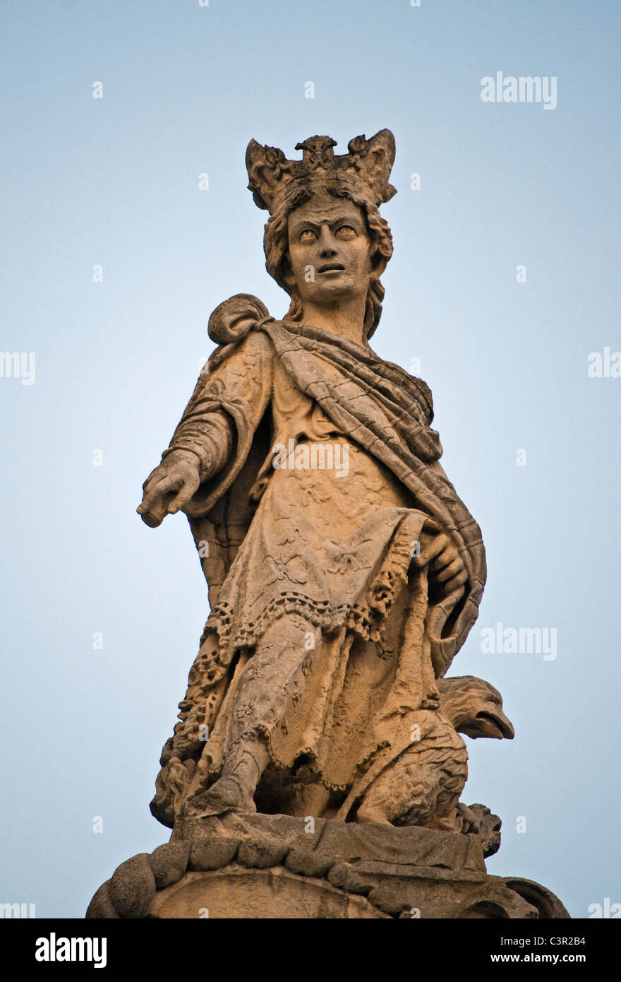 Statue of Saint atop Baroque Basilica di Santa Croce (Church of Holy ...