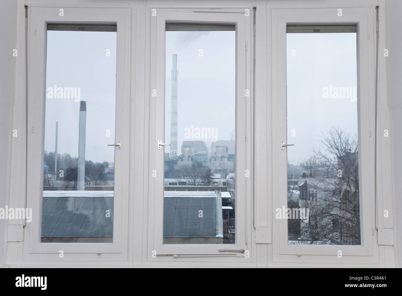 Germany, Stuttgart, Power plant view through window Stock Photo - Alamy