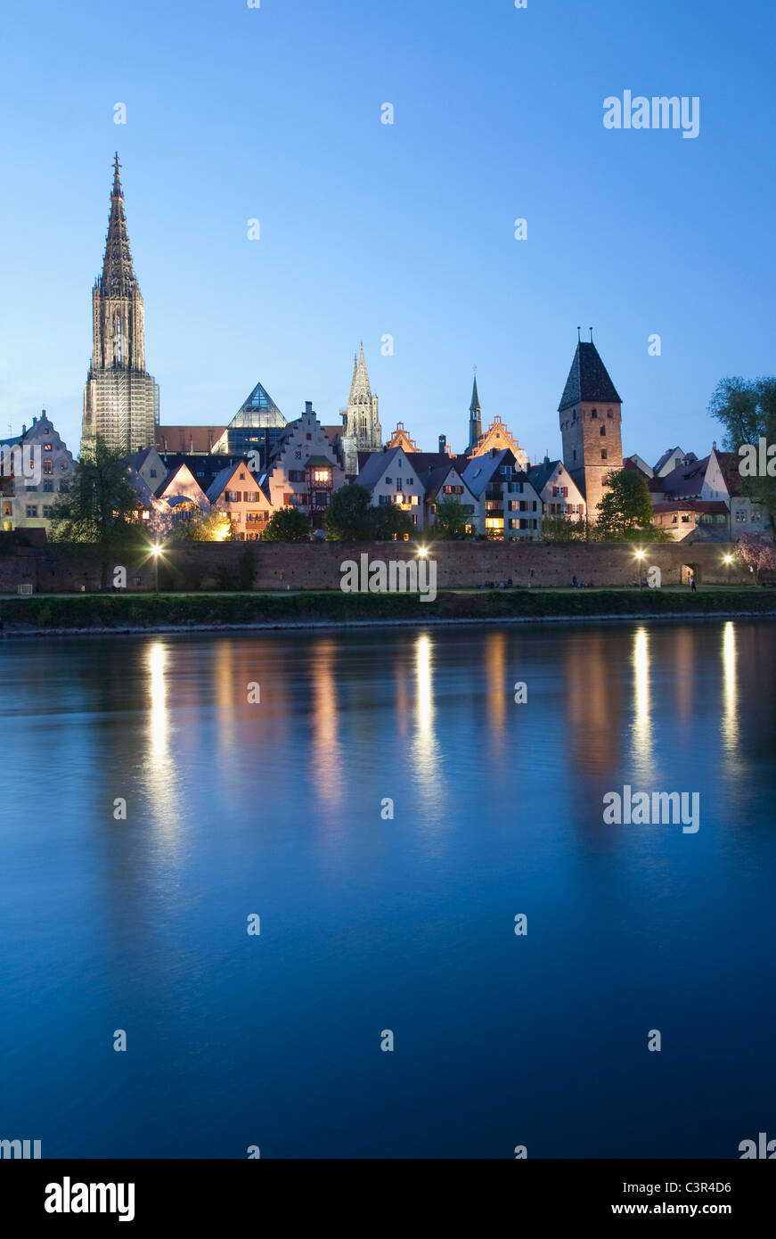 Germany, Ulm, View of city with danube river in foreground Stock Photo ...