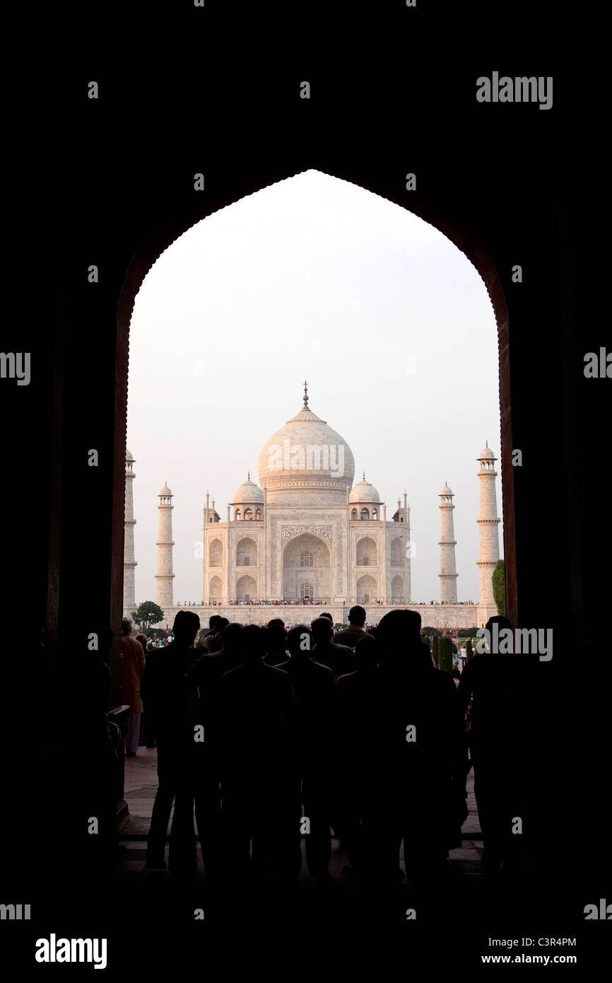 View of Taj Mahal, famous monument and mausoleum, UNESCO World Heritage ...