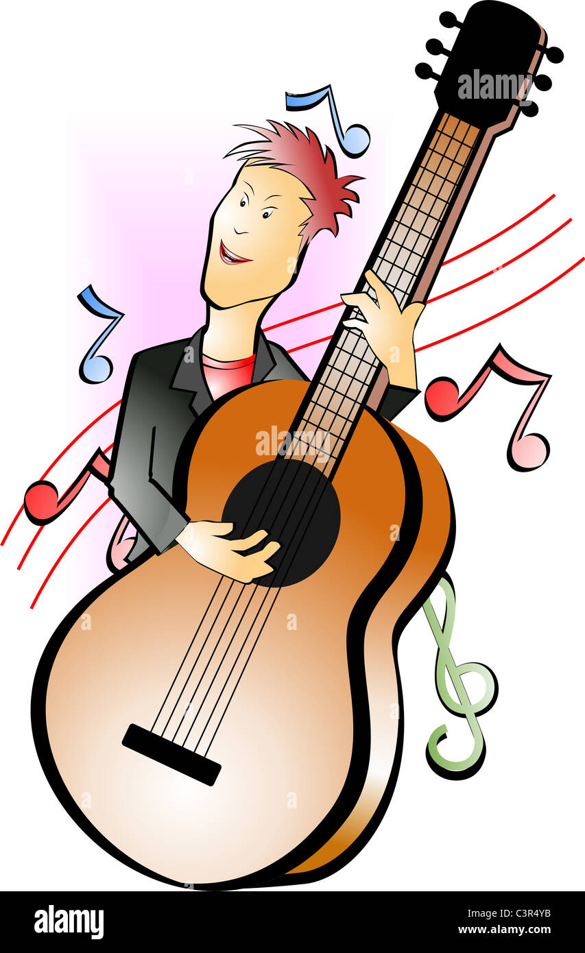 Illustration of a cartoon fiddle player Stock Photo - Alamy