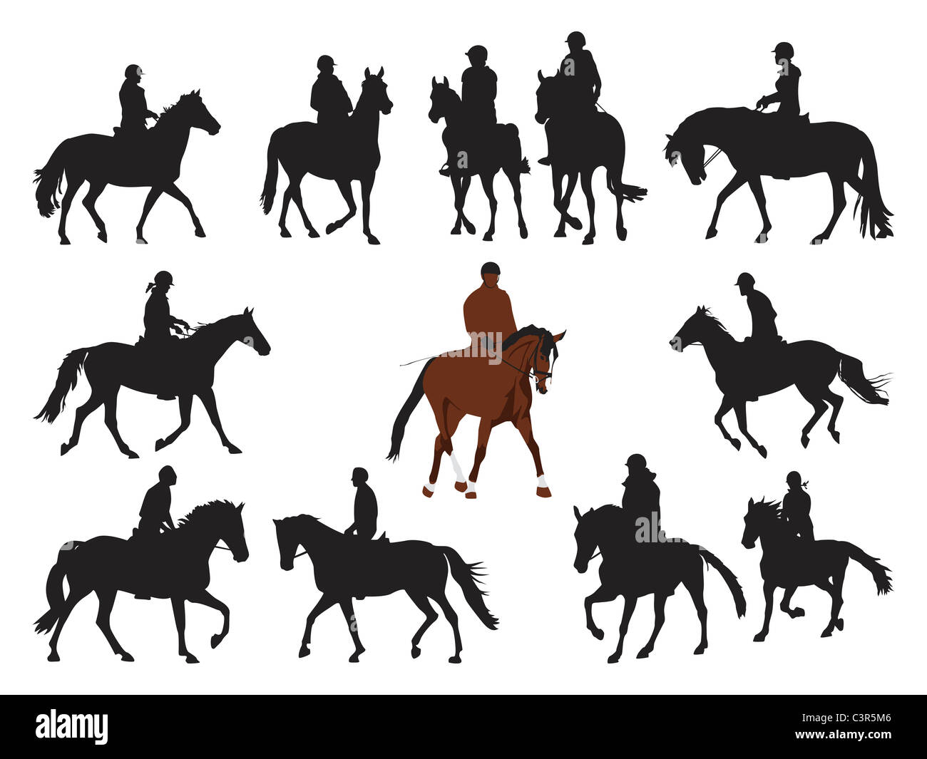 horseback rider silhouettes Stock Photo - Alamy