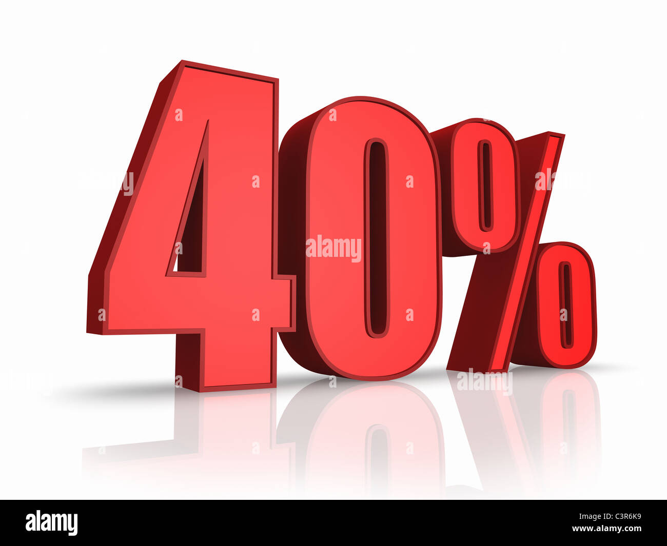 Red forty percent, isolated on white background. 40 Stock Photo - Alamy