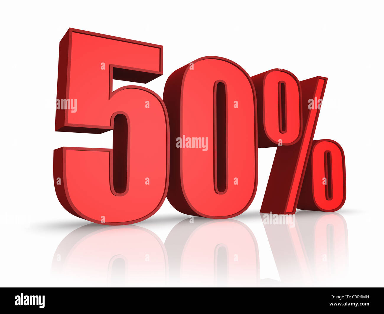 Red fifty percent, isolated on white background. 50 Stock Photo - Alamy