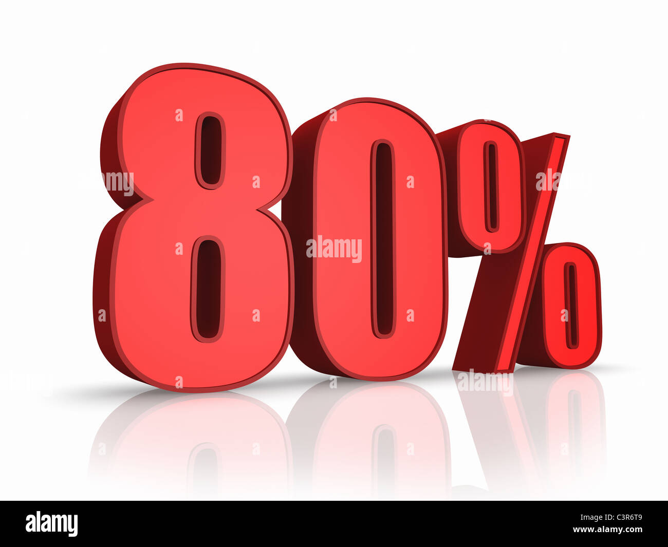 Red eighty percent, isolated on white background. 80 Stock Photo - Alamy