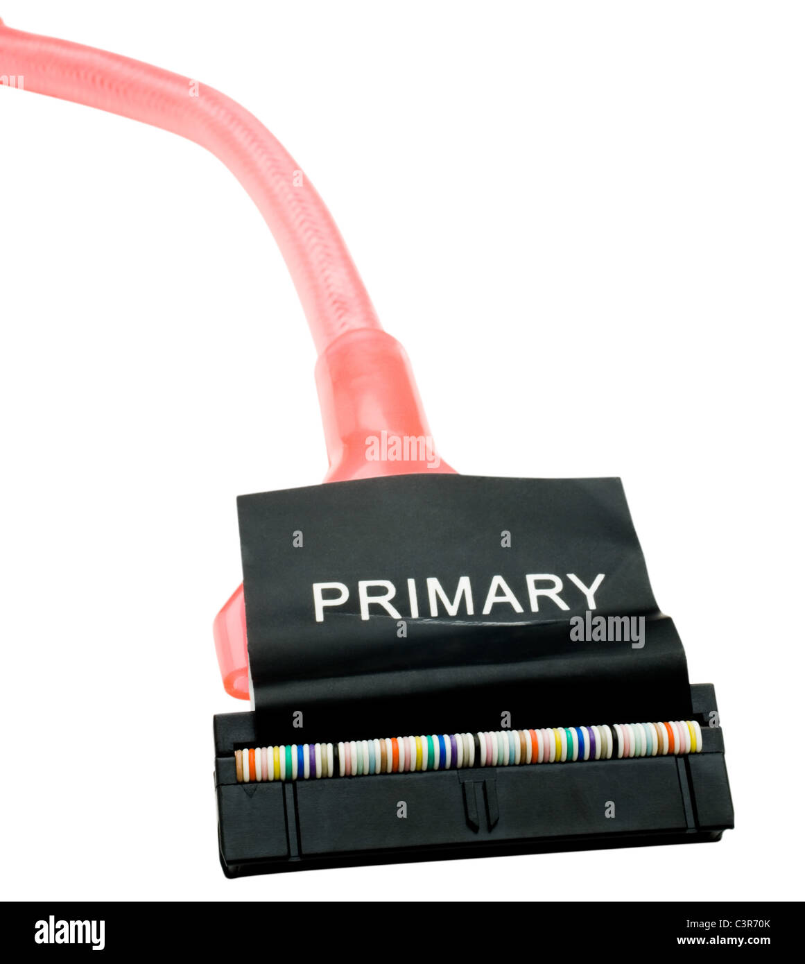 Pink color computer cable isolated over white Stock Photo - Alamy