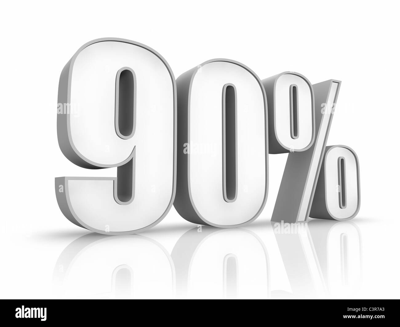 White ninety percent, isolated on white background. 90 Stock Photo - Alamy