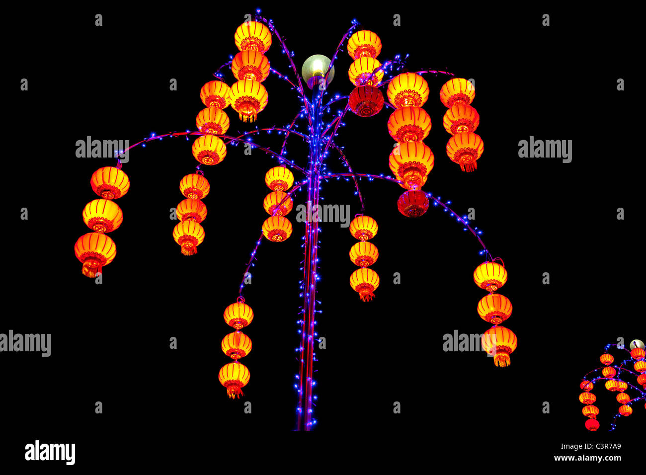 Malaysia, Penang, Illuminated light lantern at night Stock Photo - Alamy