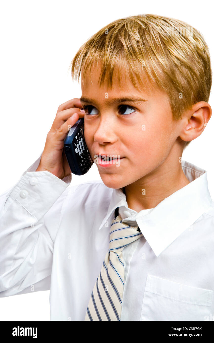 Boy talking on a mobile phone hi-res stock photography and images - Alamy
