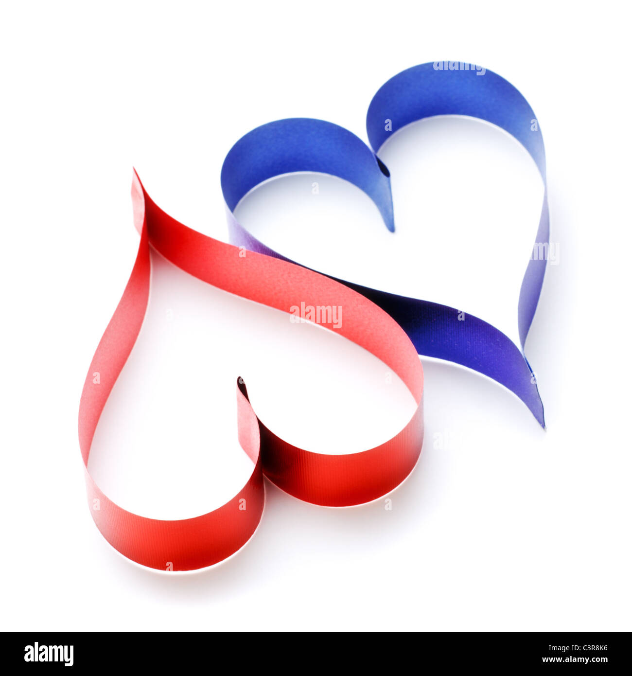 Ribbons shaped as hearts on white, valentines day concept Stock Photo ...