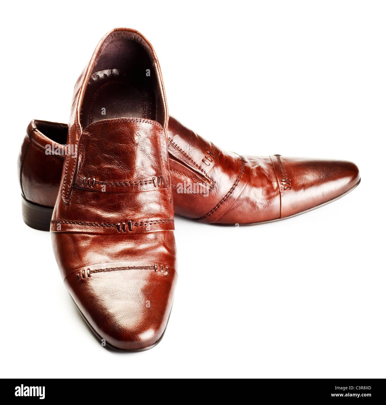 brown shoes pair isolated on white background Stock Photo - Alamy