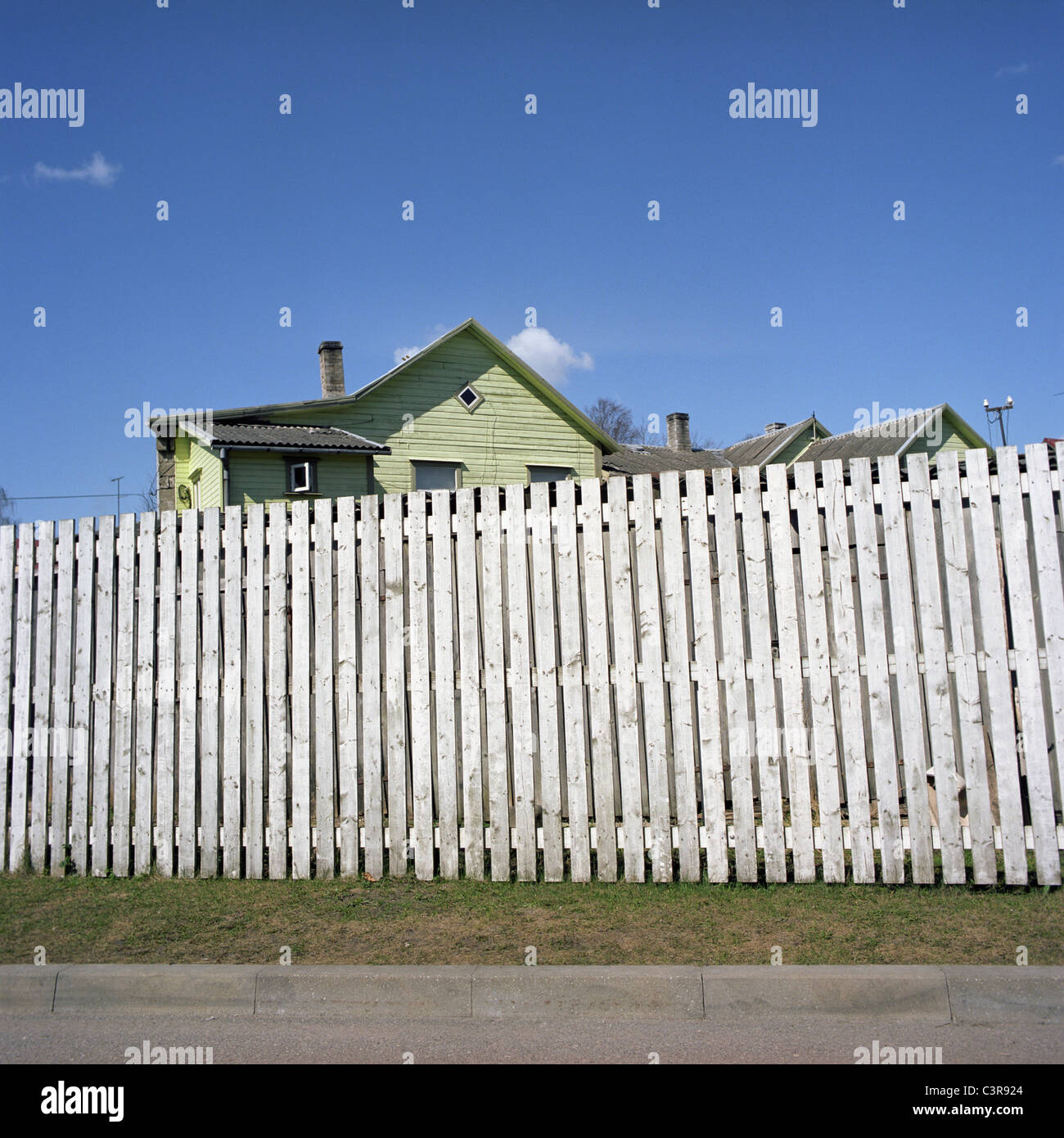 Estonia, Wooden house behind a fence Stock Photo - Alamy