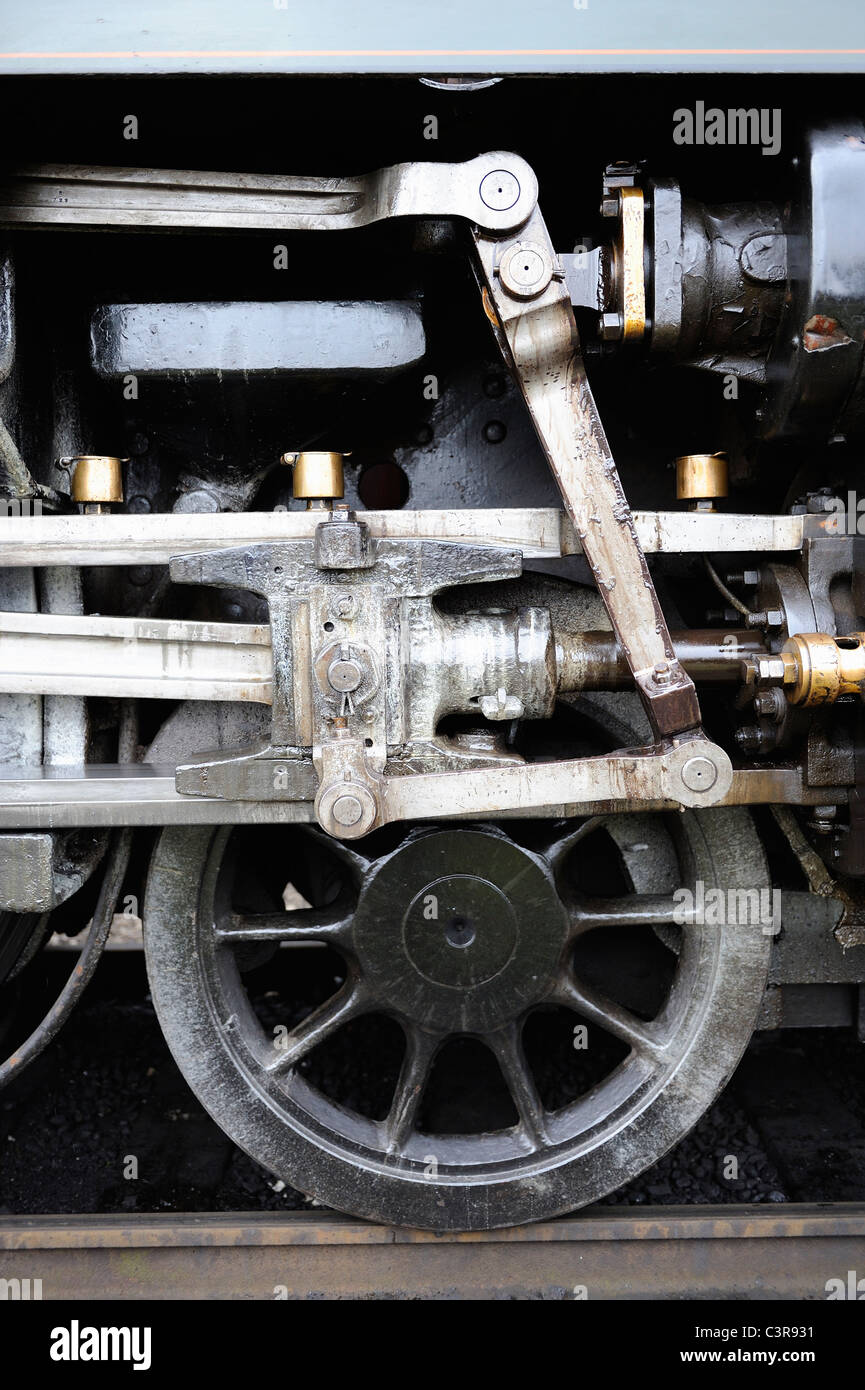piston and wheel of steam locomotive england uk Stock Photo - Alamy