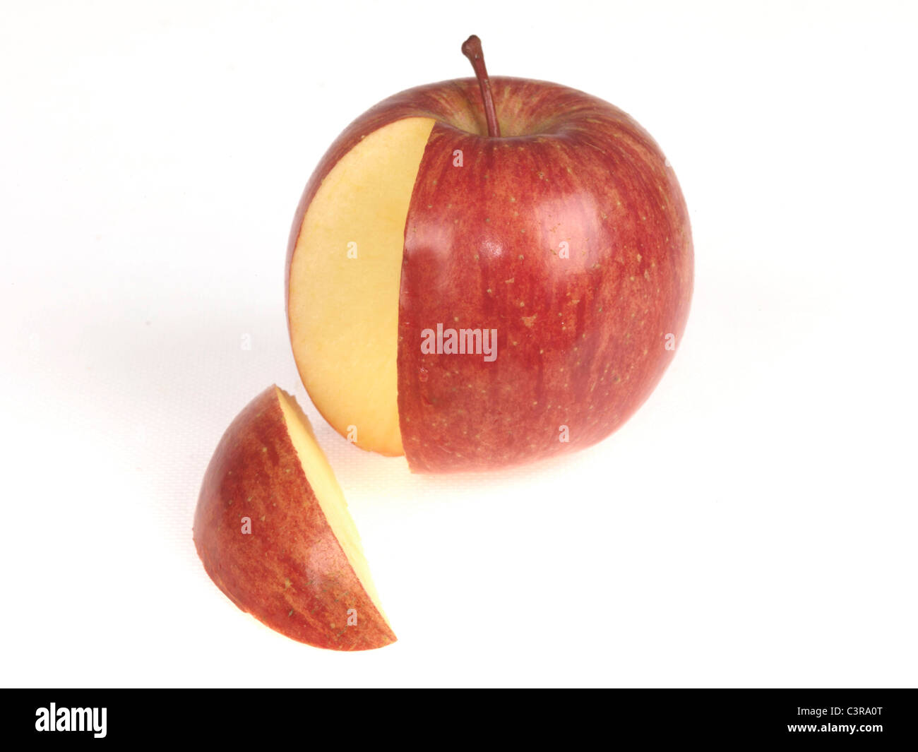 Fresh Ripe Single Juicy Red Apple With A Segment Cut Out Against A ...