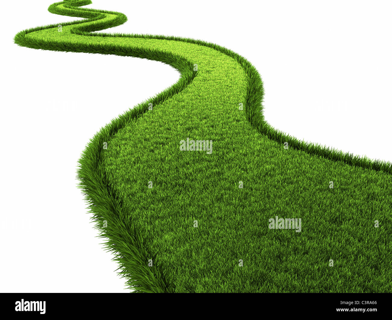 Grassy road isolated on white background, 3d render Stock Photo - Alamy