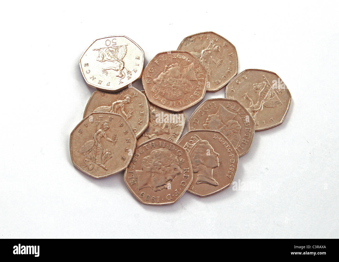 British, UK, coins on a plain white background Stock Photo - Alamy