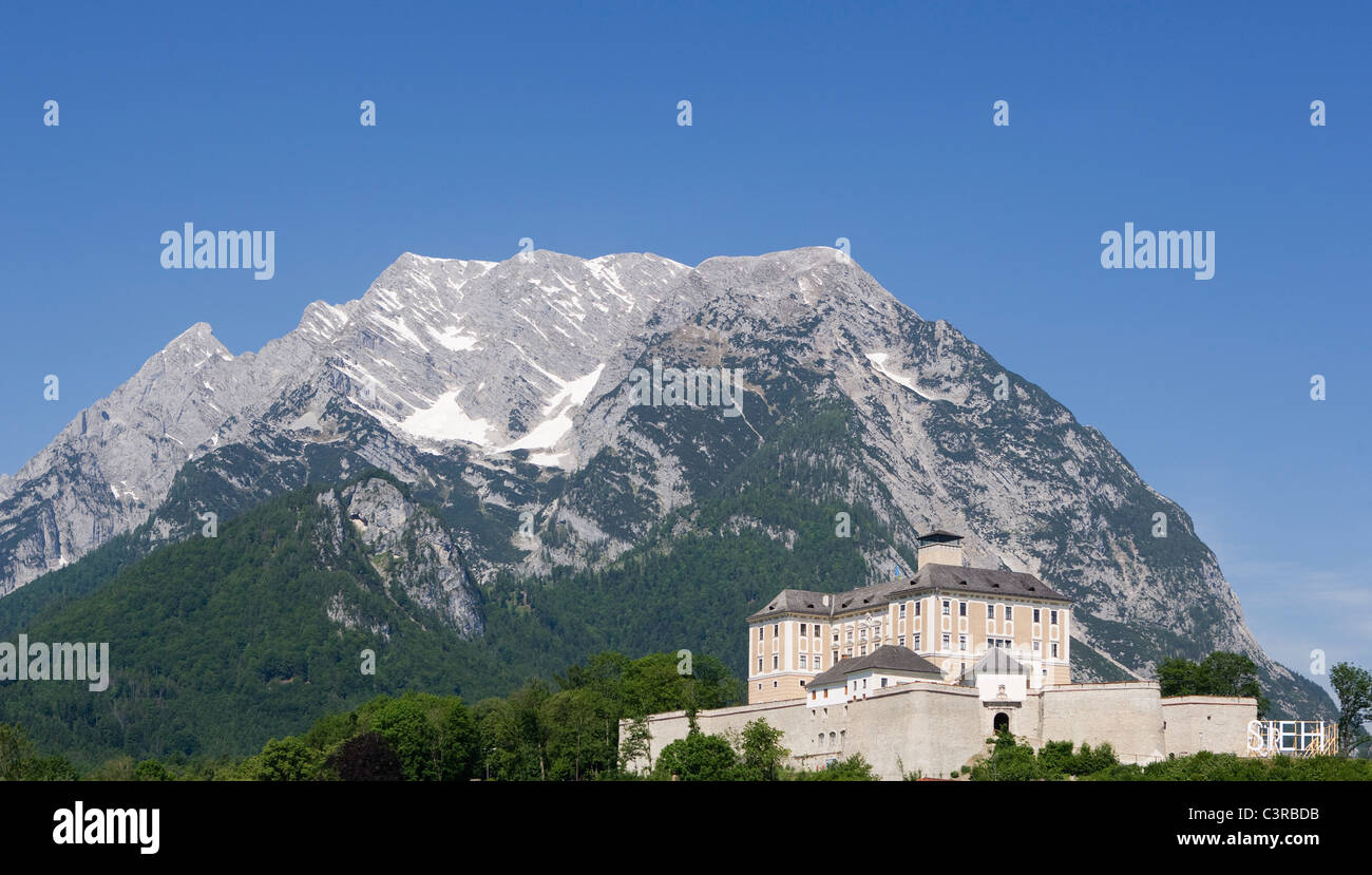 Austria, Styria, Ennstal, Trautenfels,View of Schloss Trautenfels with ...