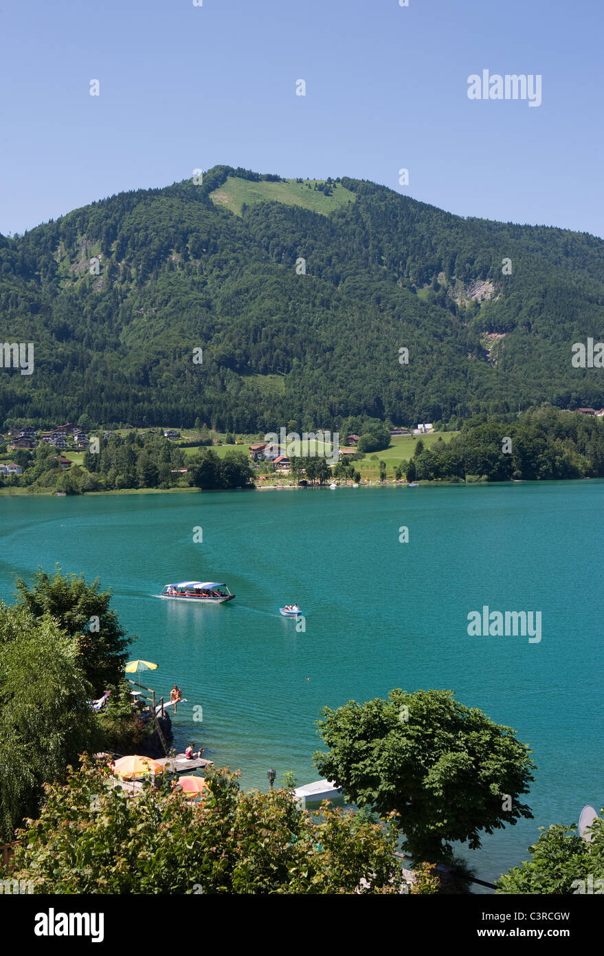 Austria, Salzkammergut, fuschl, View of filbling and fuschlsee lake ...