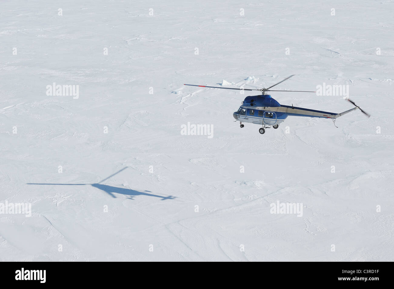 Antarctic, Antarctic Peninsula, Weddell Sea, Helicopter flying over ...