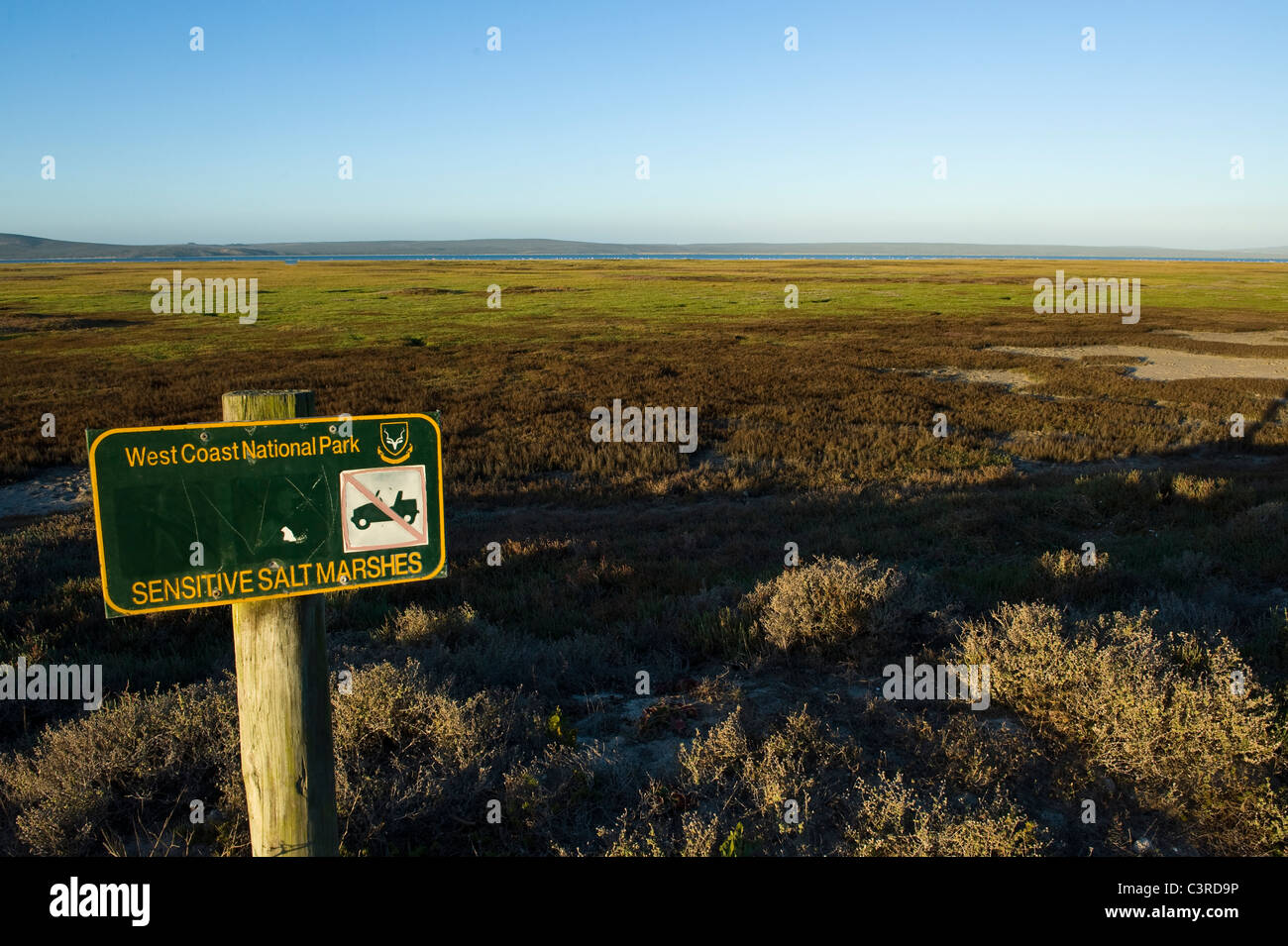 Salt marshes sign post in Churchhaven in West Coast National Park South ...