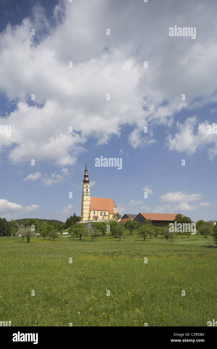 Austria, Eggelsberg, Church in rural landscape Stock Photo - Alamy