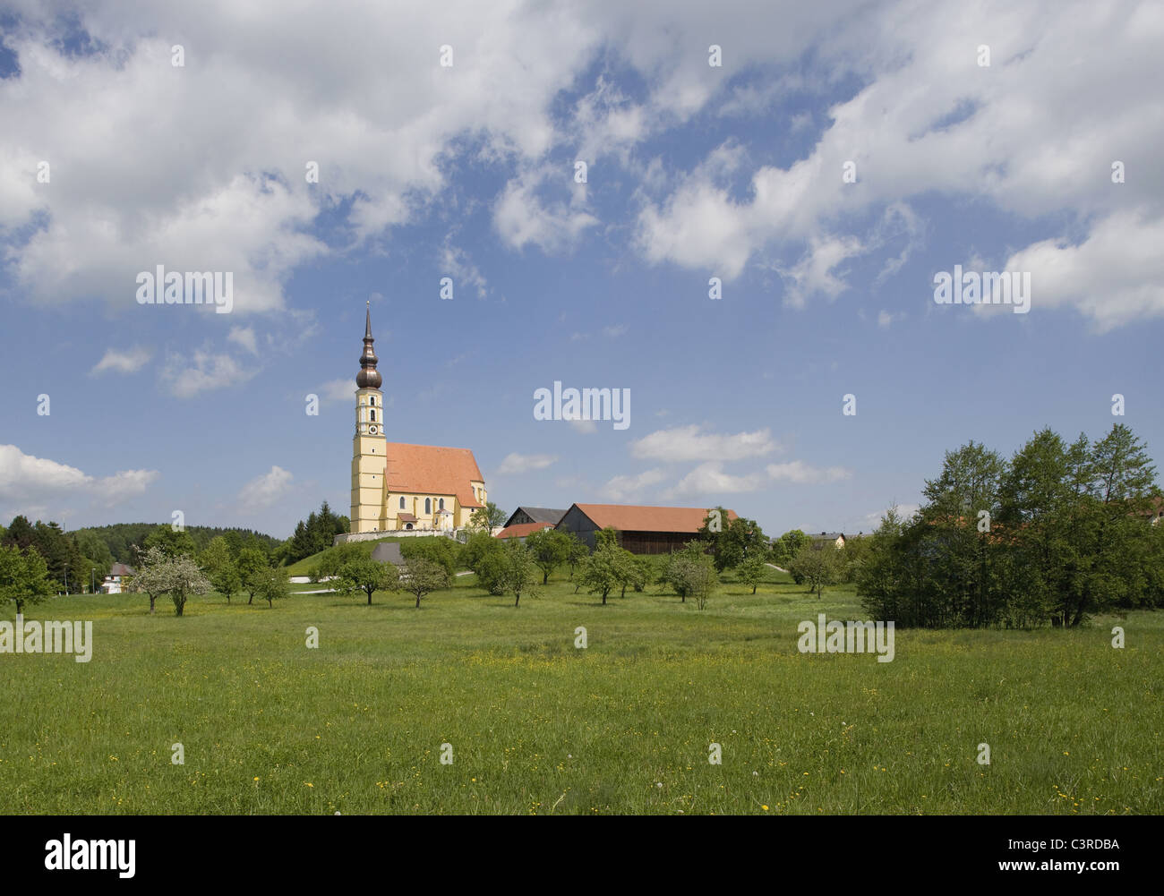 Austria, Eggelsberg, Church in rural landscape Stock Photo - Alamy