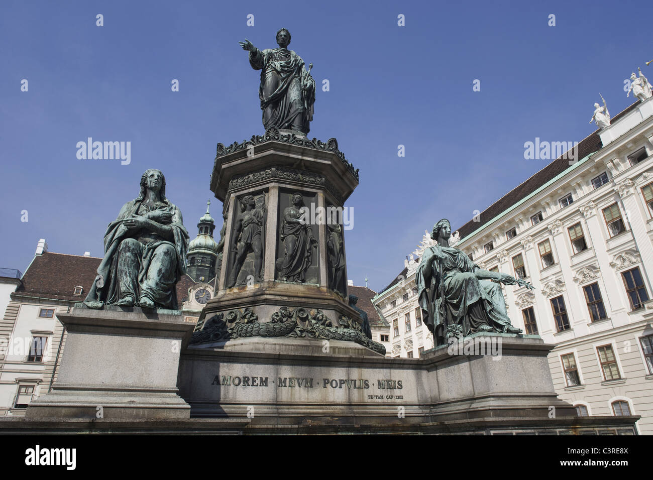 Austria, Vienna, Monument of emperor Franz I with buildings Stock Photo ...