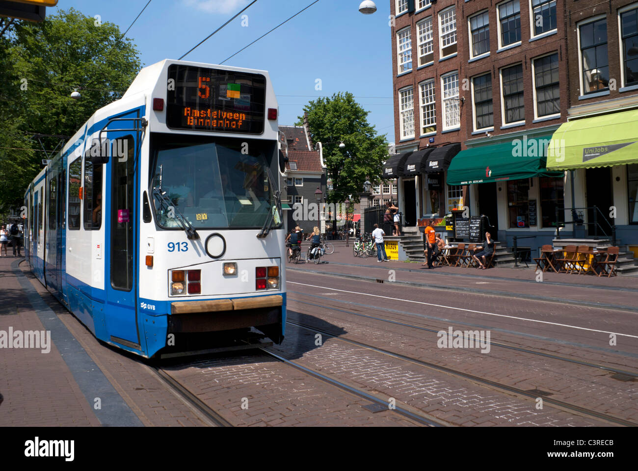 The number 5 tram in the streets of Amsterdam, Netherlands Stock Photo ...