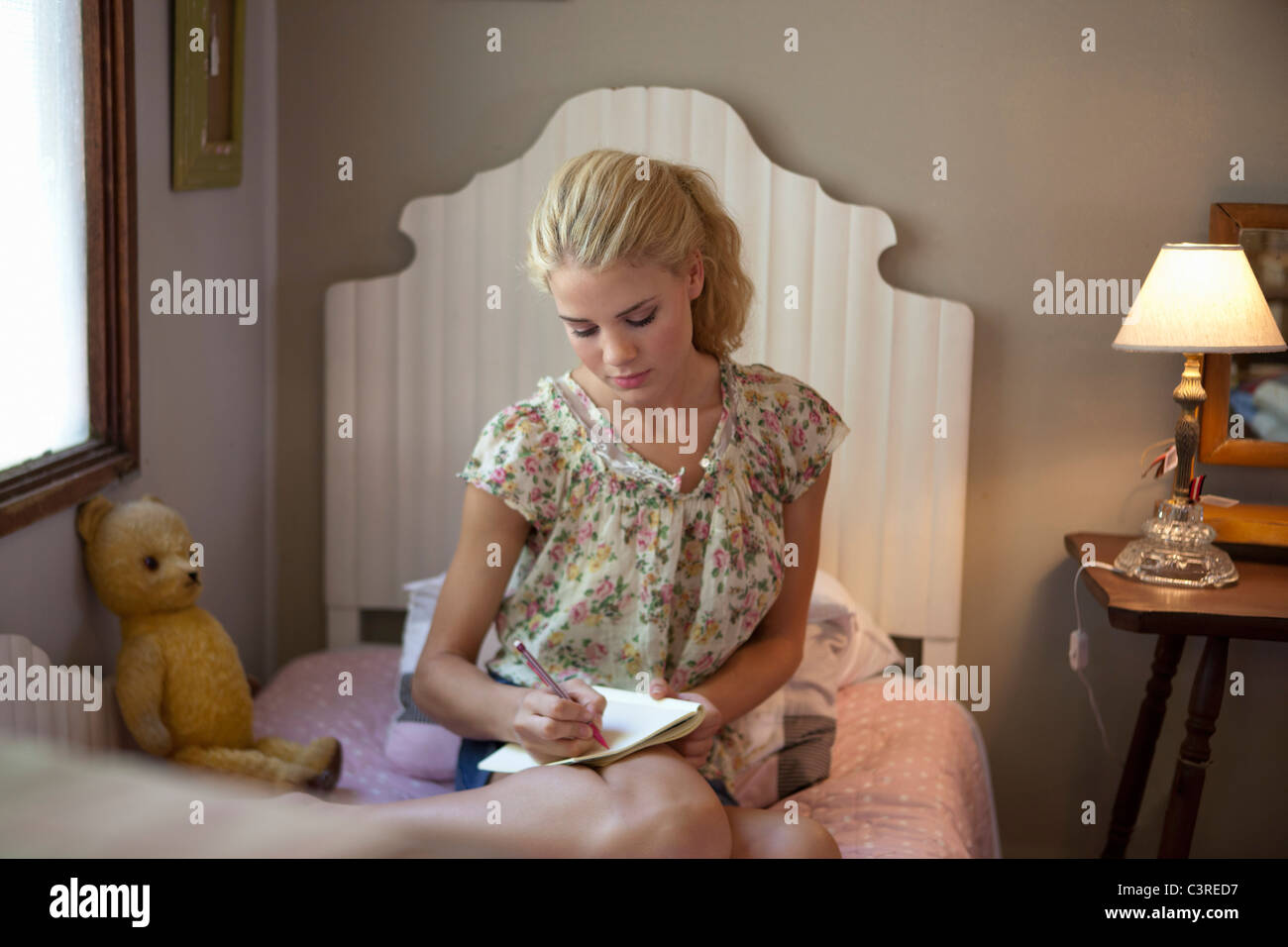 Girl writing diary Stock Photo - Alamy Girl writing diary Stock Photo - Alamy
