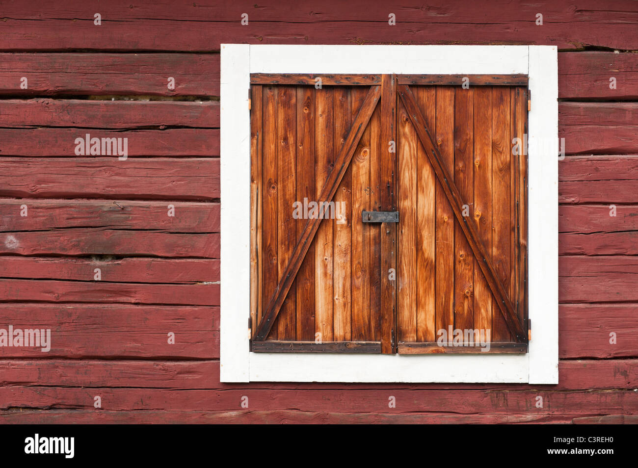 Sweden, Lapland, View of cottage with closed window Stock Photo - Alamy