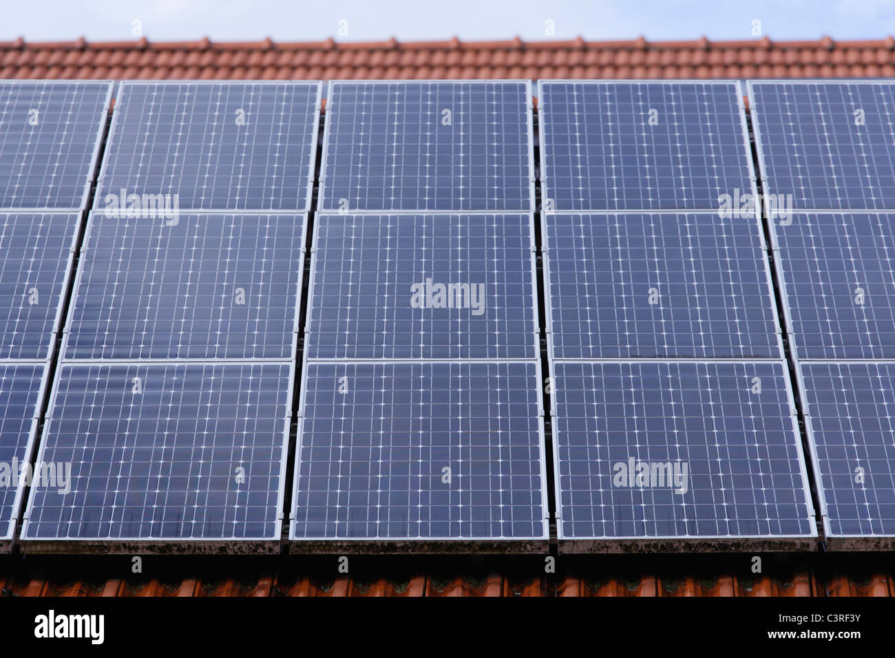Germany, Bavaria, Dietramszell, solar cells on roof tof Stock Photo - Alamy