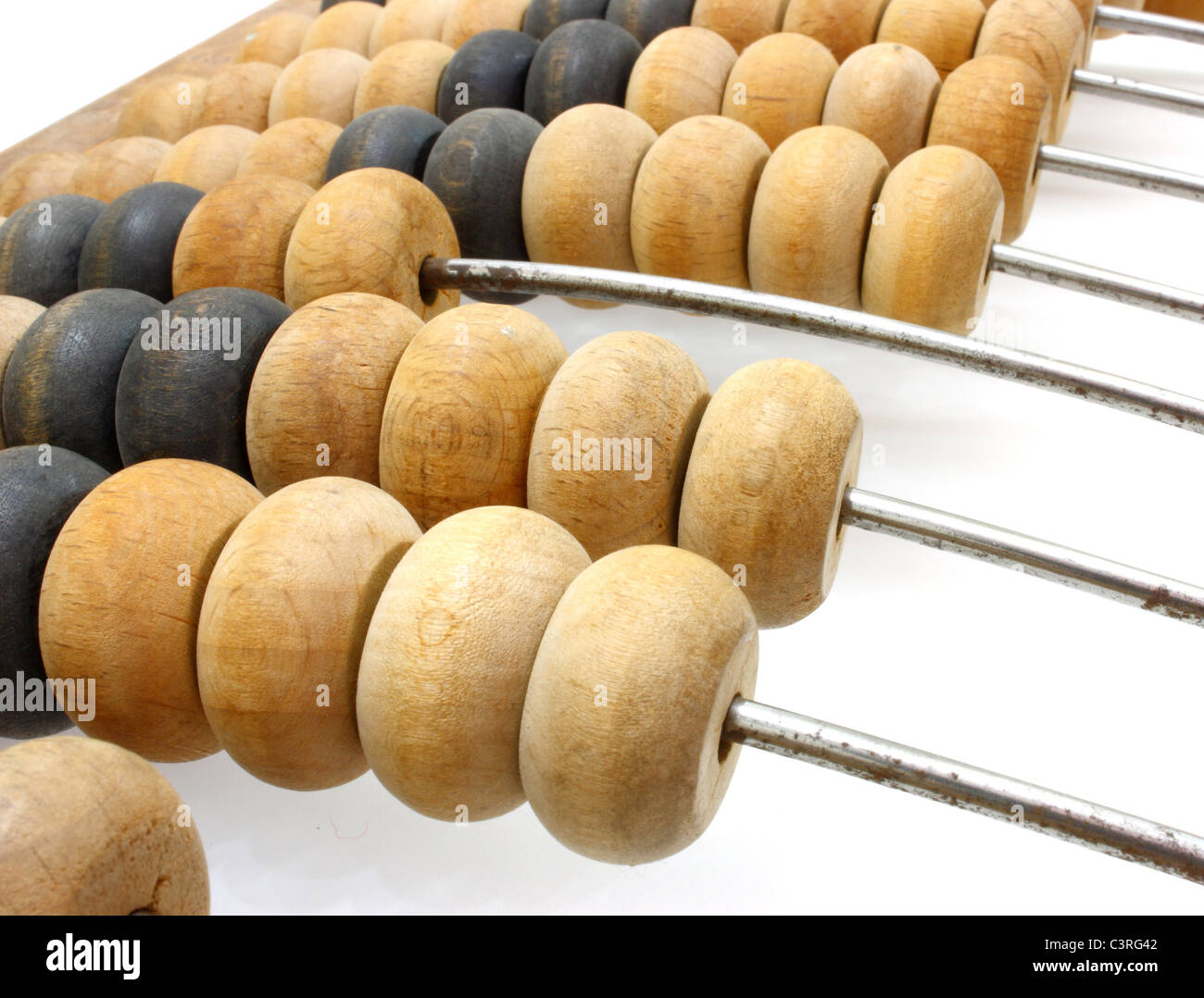 Accounting abacus for financial calculations lies on a white background ...