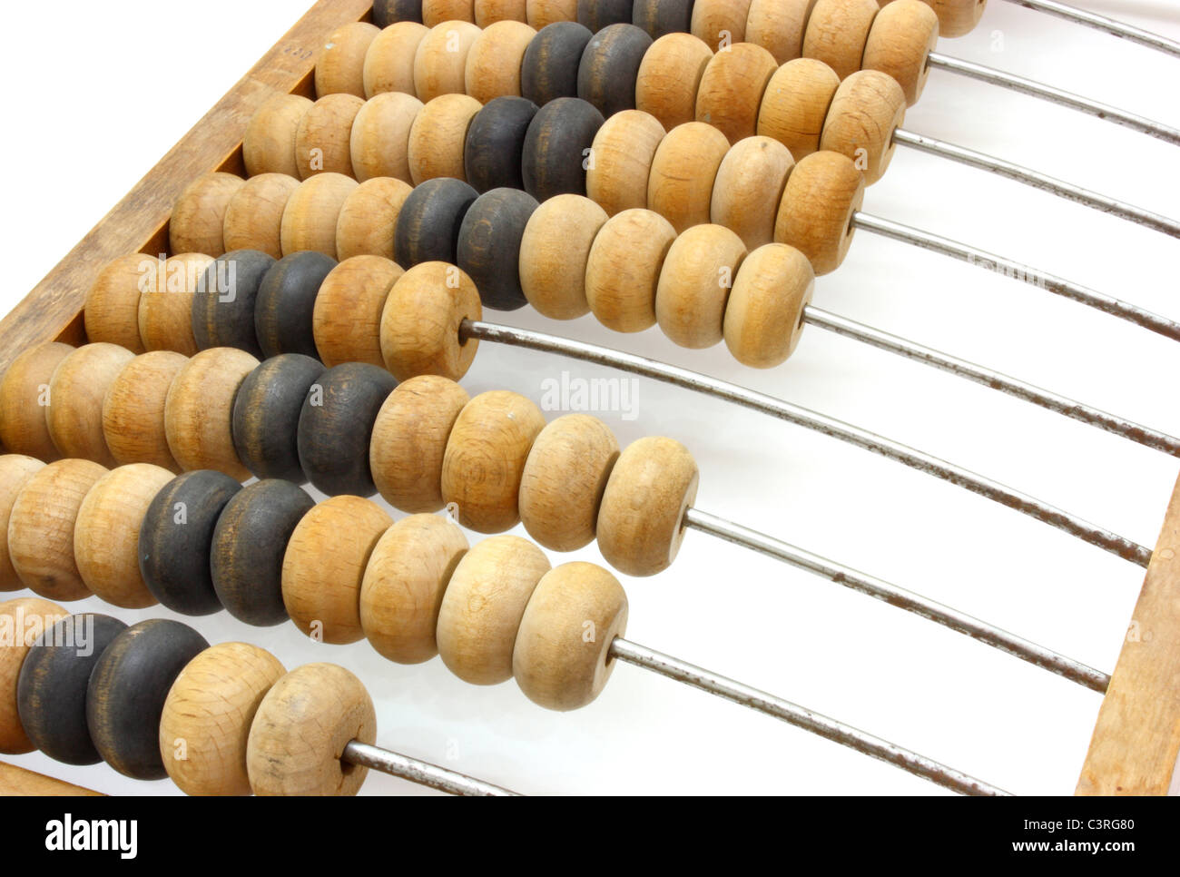 Accounting abacus for financial calculations lies on a white background ...