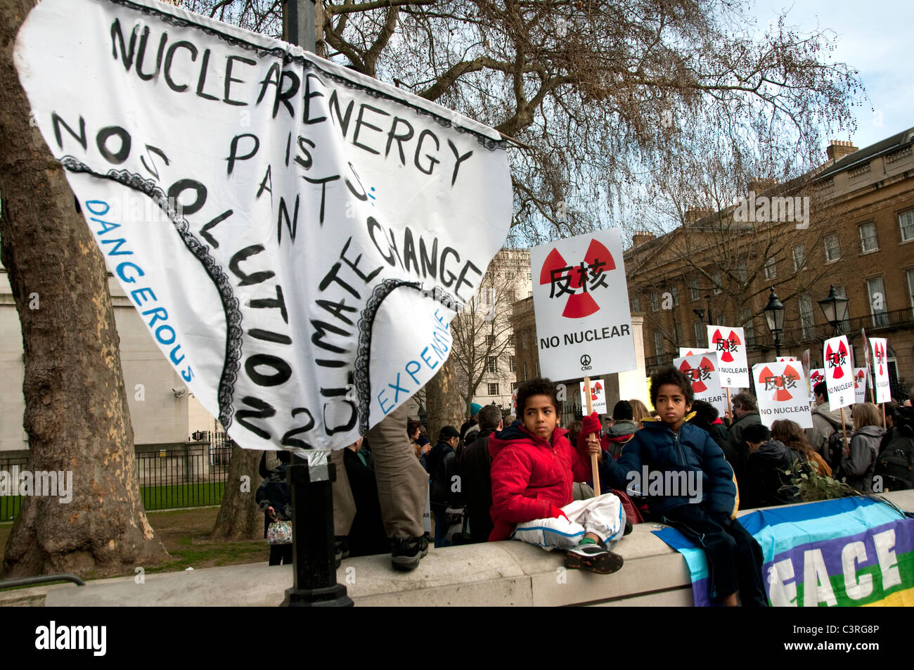 Climate Chance demonstrators protest against Nuclear power Stock Photo ...