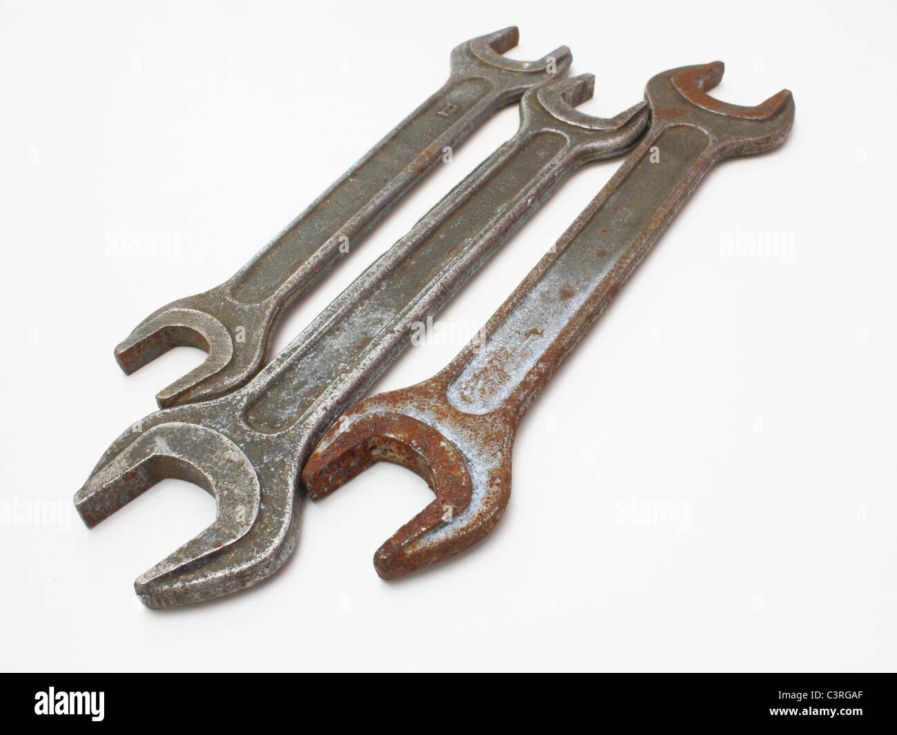 The steel wrench lies on a white background Stock Photo - Alamy