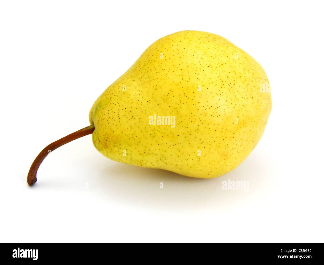 A single pear with a leaf isolated on white Stock Photo - Alamy