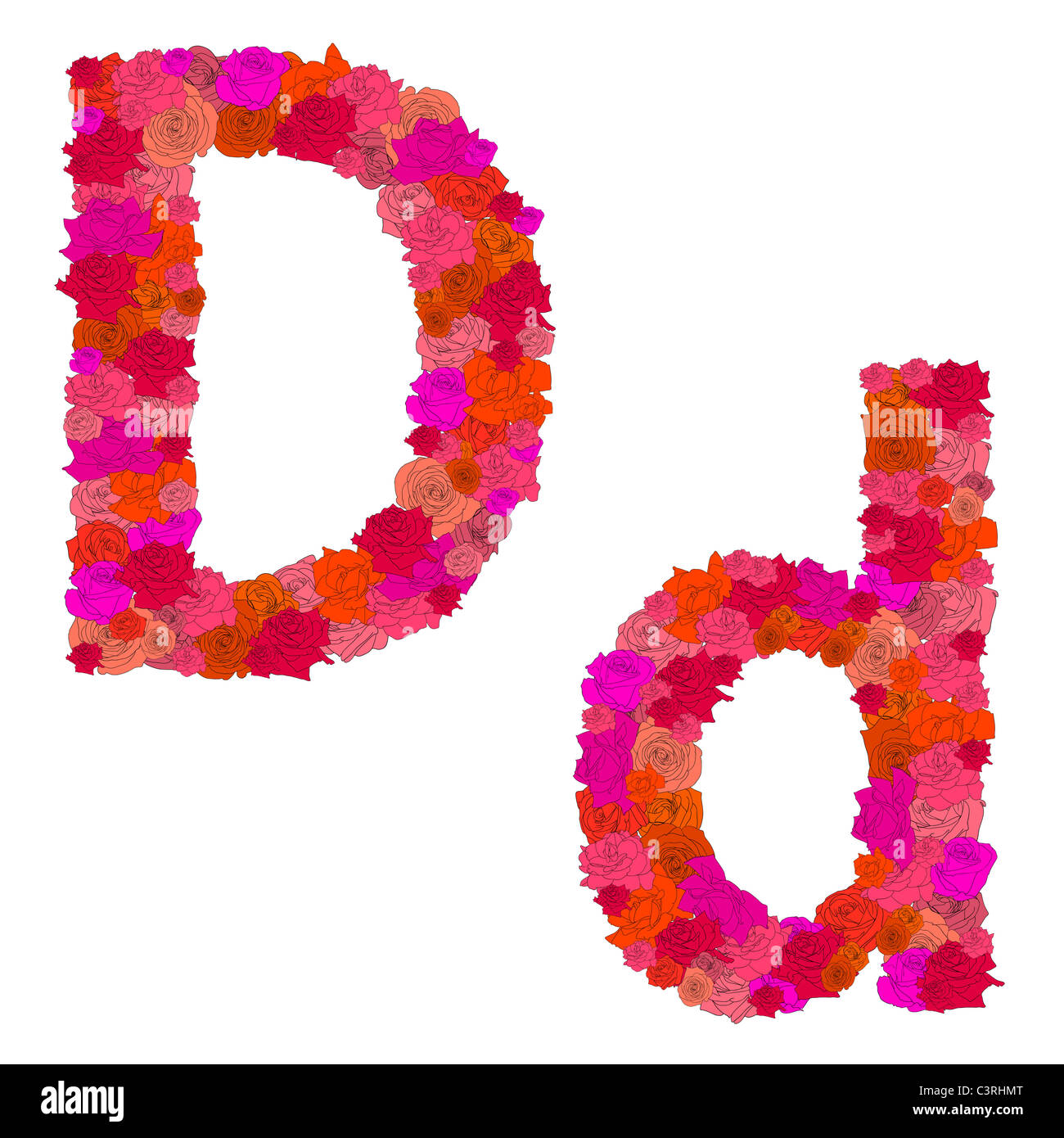 Flower alphabet of red roses, characters D-d Stock Photo - Alamy