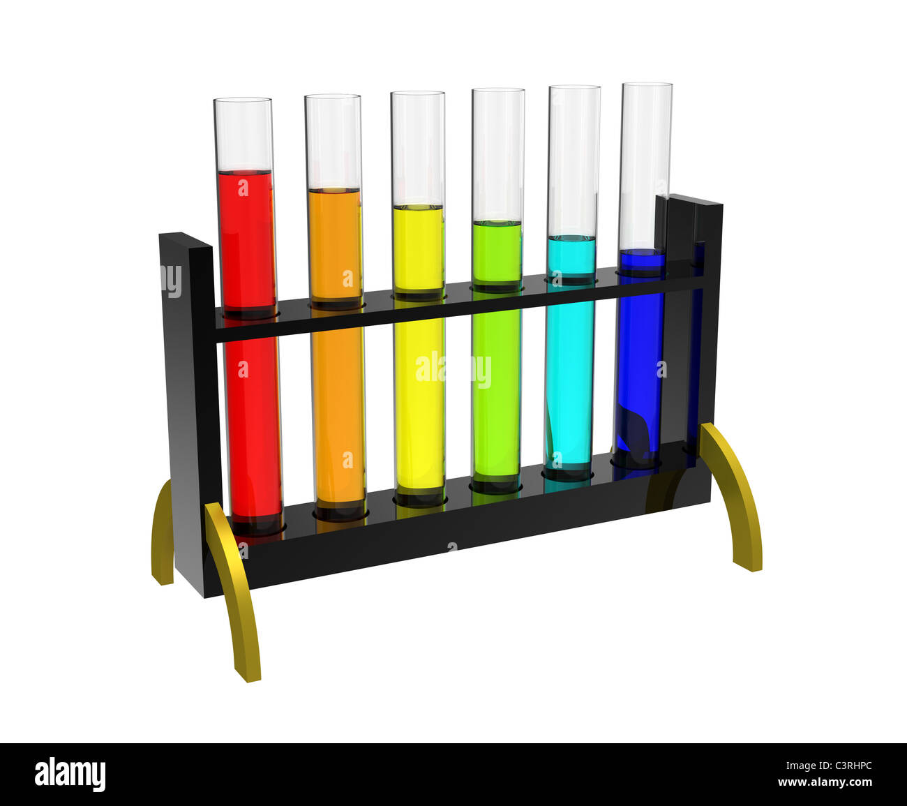 Colorful test tubes isolated on white 3d render Stock Photo - Alamy