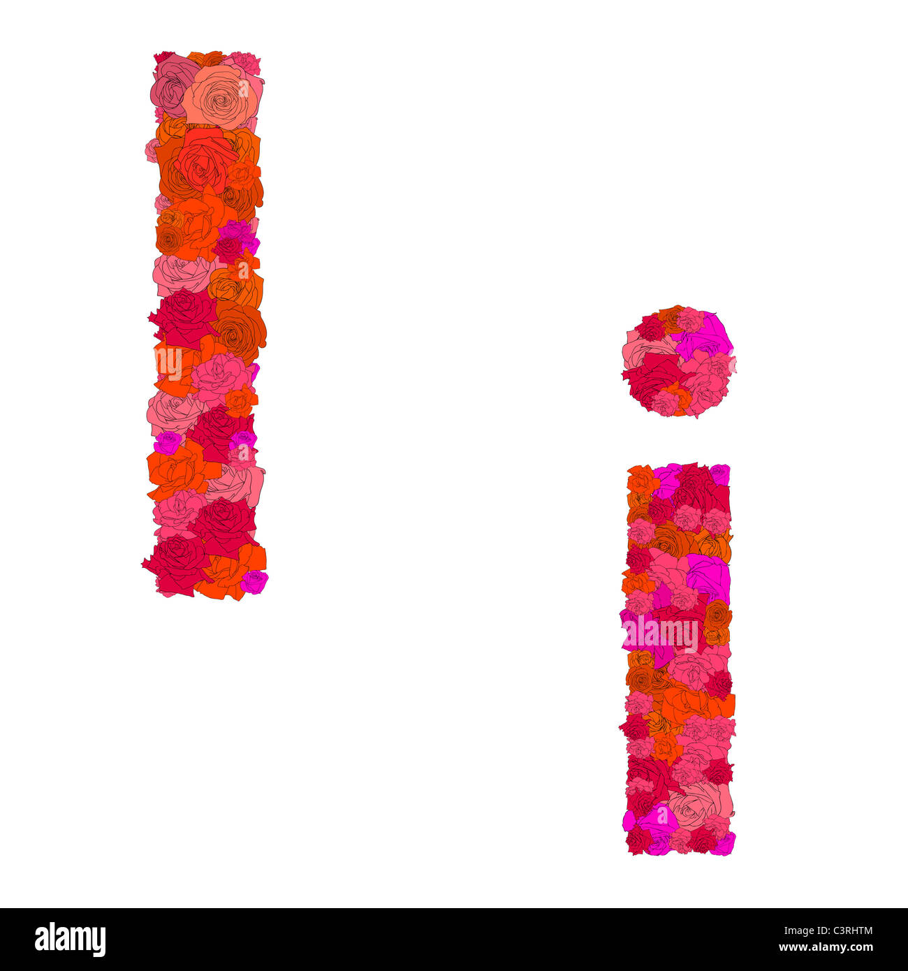 Flower alphabet of red roses, characters I-i Stock Photo - Alamy