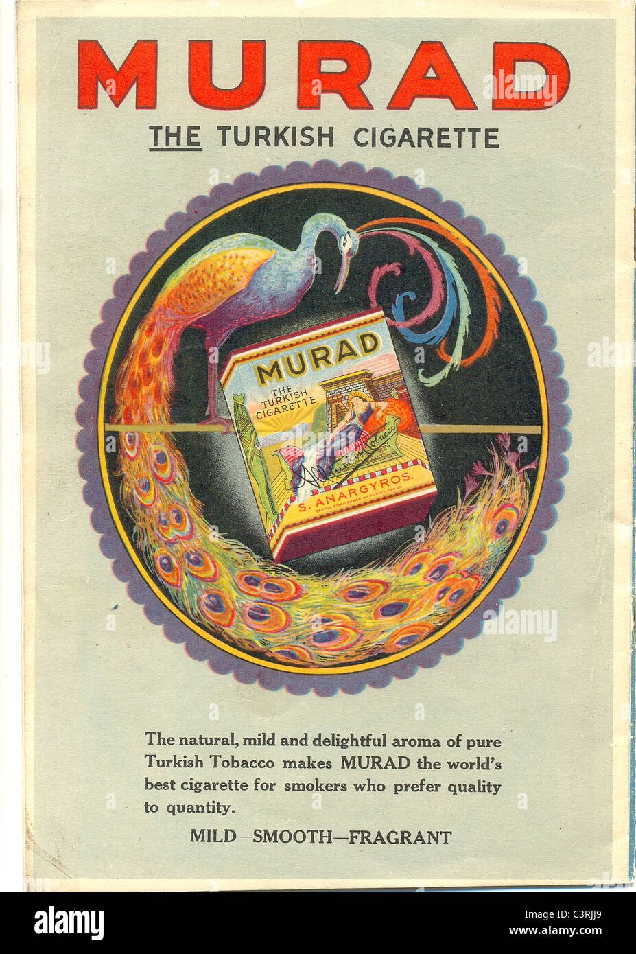 Advetisement for The Murad Turkish Cigarette Stock Photo - Alamy