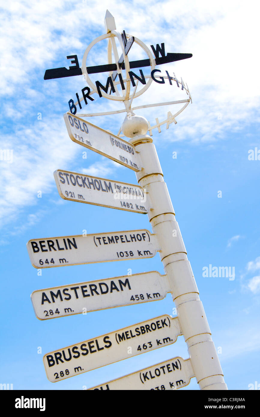 Finger post at Birmingham International Airport highlighting ...