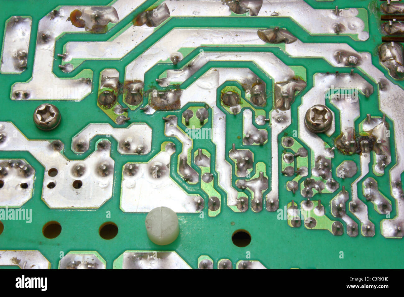 The computer power unit in an open kind with details and electric wires ...