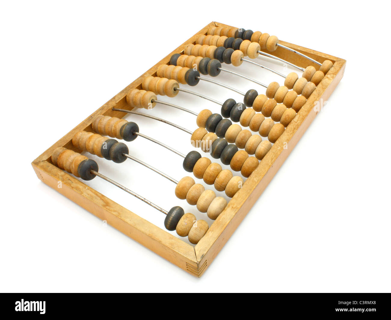 Accounting abacus for financial calculations lies on a white background ...