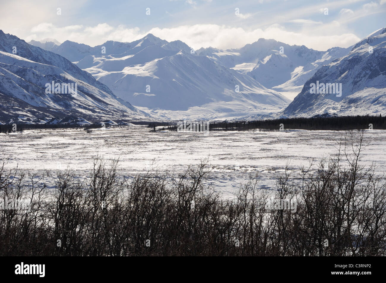Black Rapids Glacier in the Alaska Range during the Winter Stock Photo ...