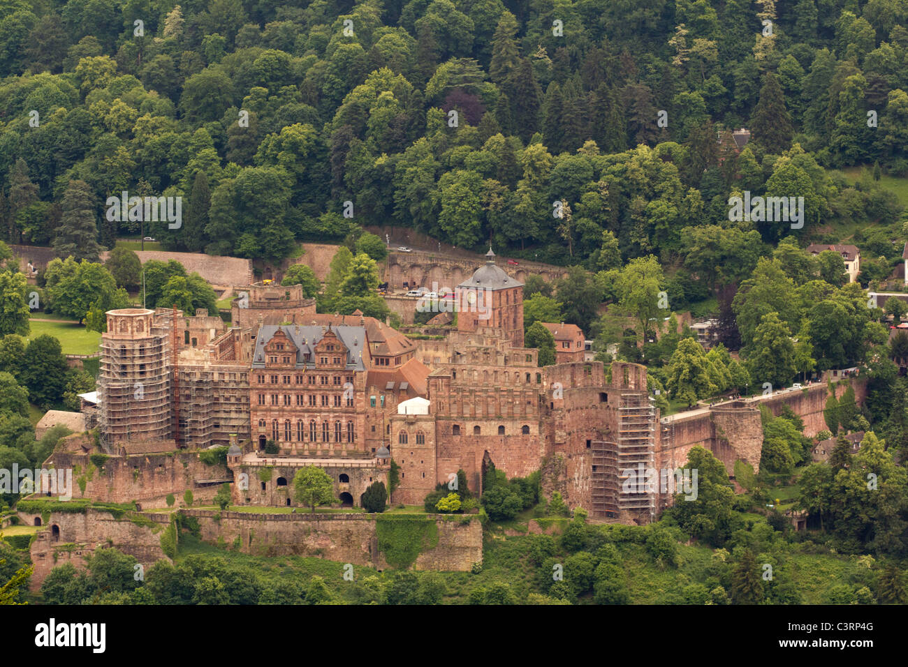 The Medieval City of Heidelberg, Germany, located at the base of the ...