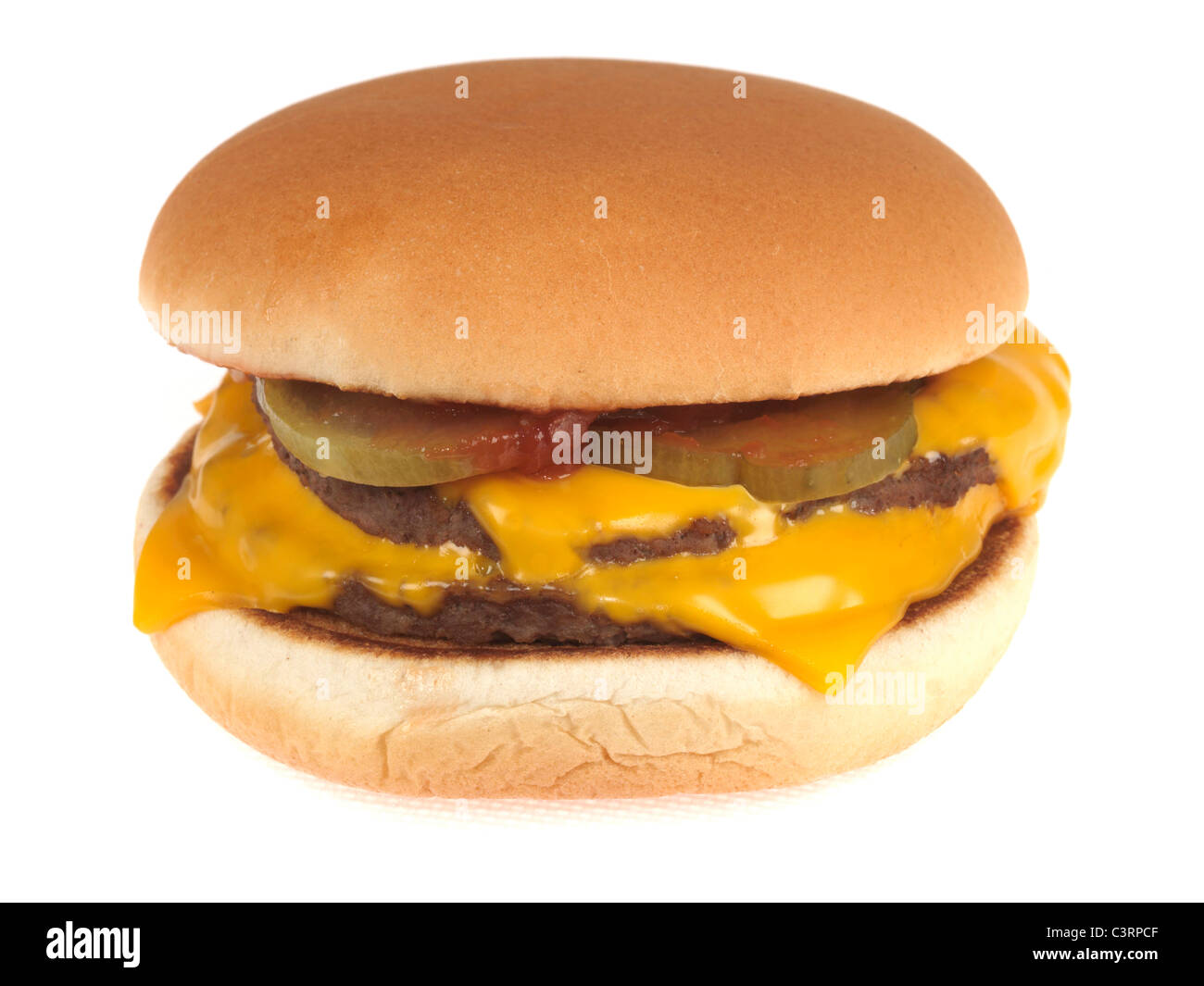 Authentic Freshly Cooked Double Cheese Burger In A Toasted White Bread ...