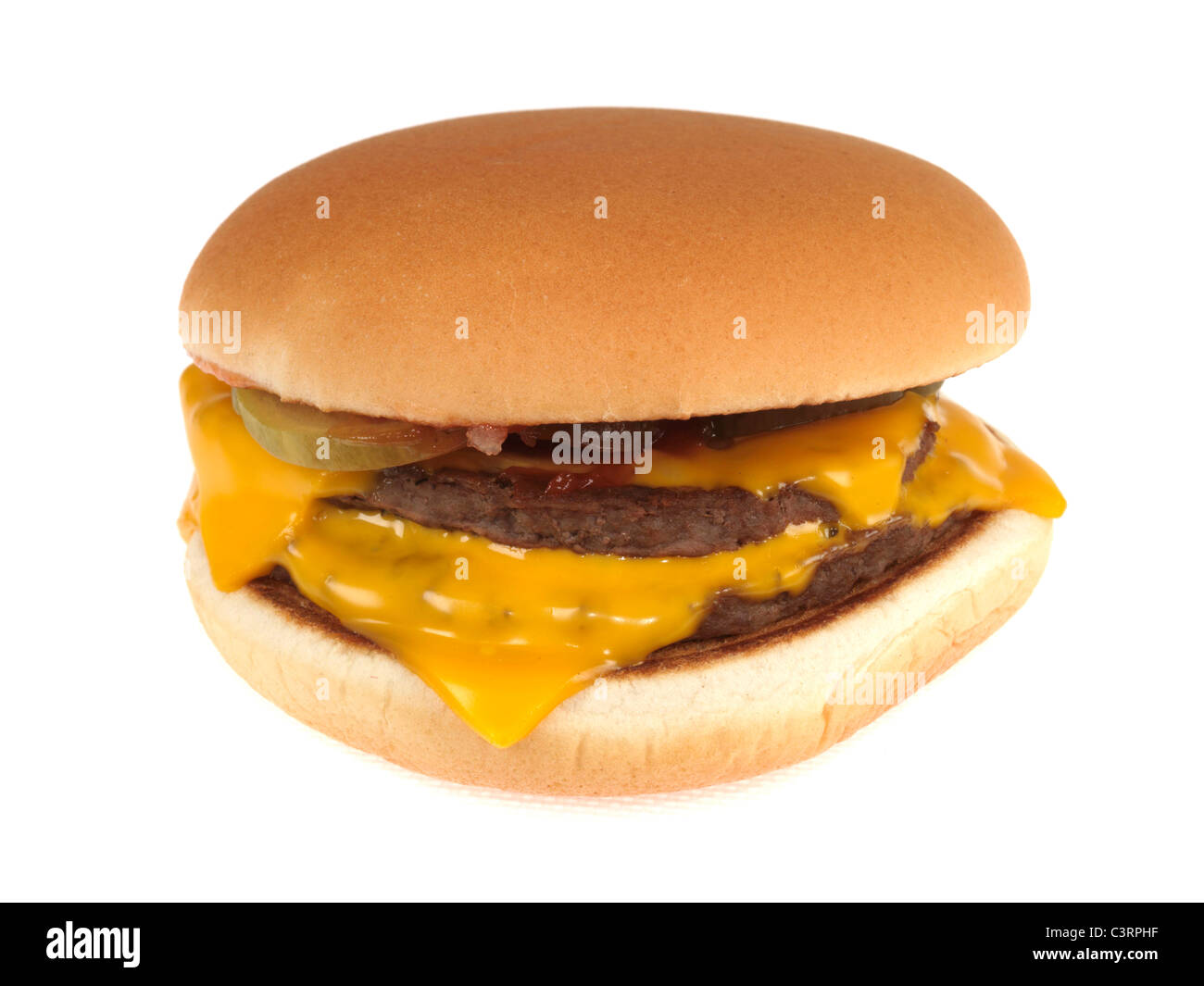 Authentic Freshly Cooked Double Cheese Burger In A Toasted White Bread ...